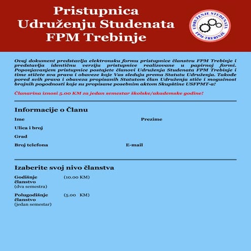 Pristupnica za članstvo_usfpmt | PDF
