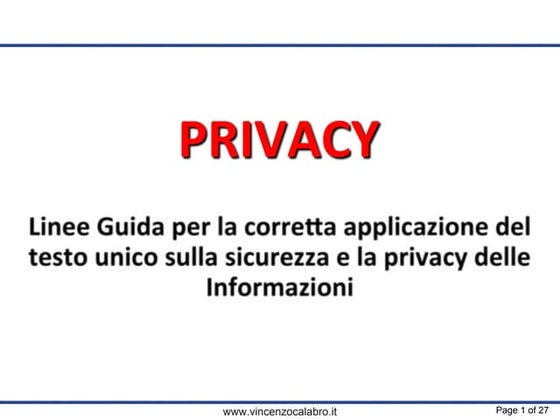 Privacy e Trattamento dei Dati Personali | PPTX | Technology & Computing