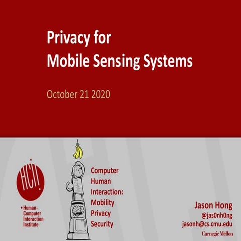 Privacy For Mobile Sensing Systems Ppt