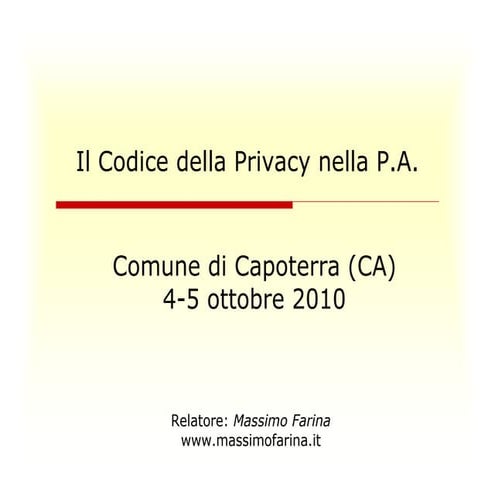 Il Codice della Privacy nella P.A. | PDF