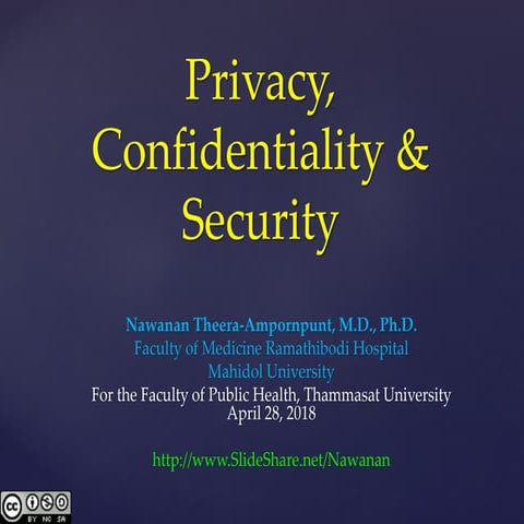 Privacy, Confidentiality & Security (April 28, 2018) | PDF