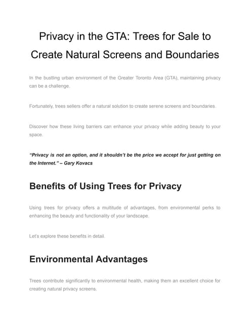 Evergreen Trees With Fast Growth and Privacy | PDF | Landscaping | Home ...