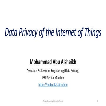 Data Privacy of the Internet of Things | PPT