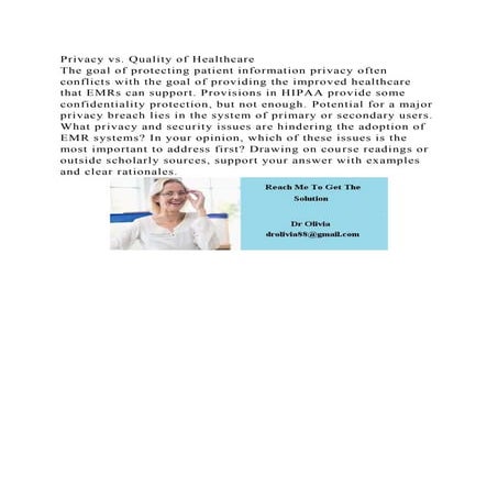 Privacy vs. Quality of HealthcareThe goal of protecting patient in.docx
