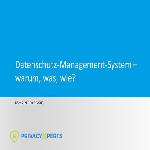 Datenschutz-Management-System - warum, was wie? | PDF