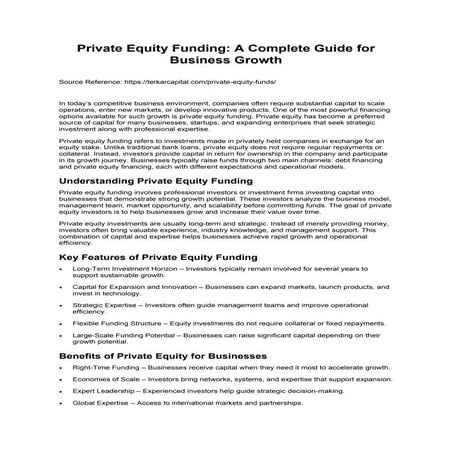 Private Equity Funding for Business Growth | PDF