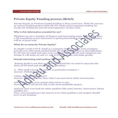 Private equity funding process | PDF | Private Equity | Business ...