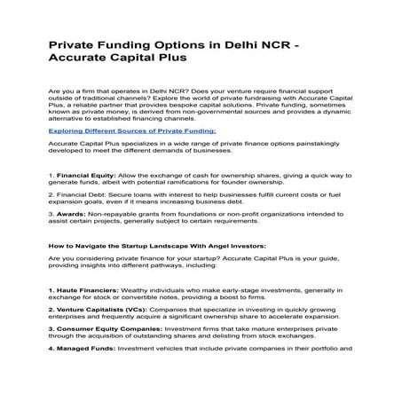 Private Funding Options in Delhi NCR - Accurate Capital Plus.pdf