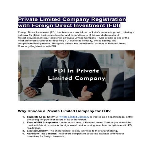 Private Limited Company Registration with Foreign Direct Investment ...