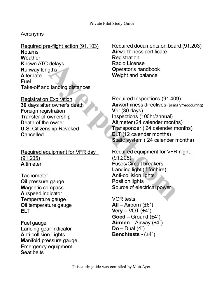Private pilot study guide