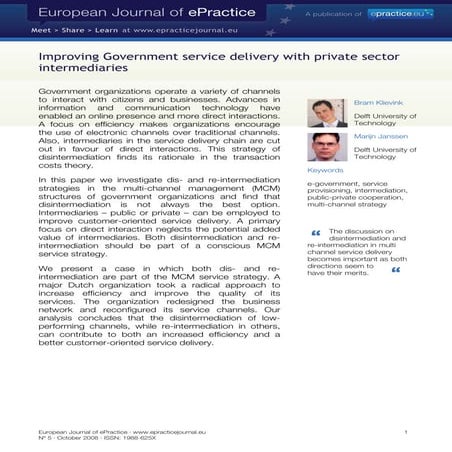 Improving Government service delivery with private sector ...