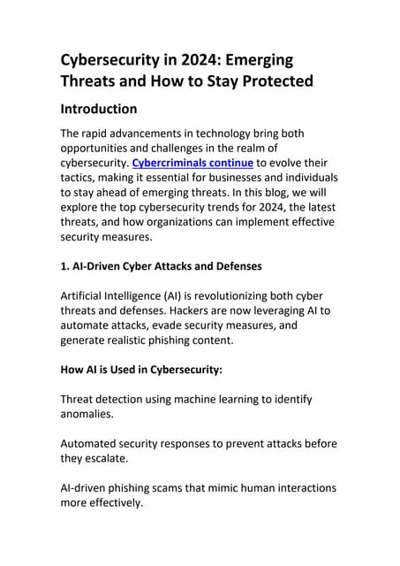 Cybersecurity in 2025 | New Threats & How to Combat Them | CBitss | PPTX