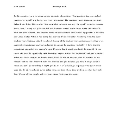 Privilage walk | DOCX