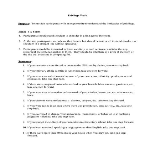 Privilege walk | PDF