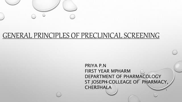 General principles of preclinical screening | PPTX