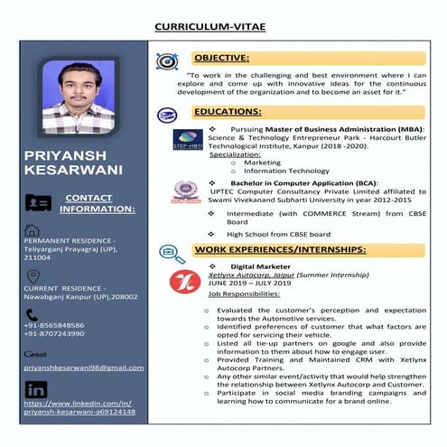 Priyansh Kesarwani Infographic Resume Pdf 