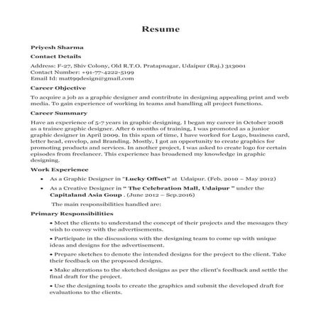Priyesh graphic designer resume | PDF