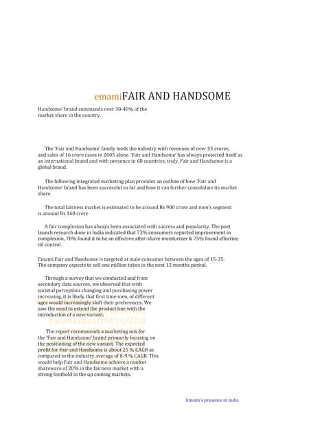 emami PPT 2019 | PPTX | Skin Care | Beauty