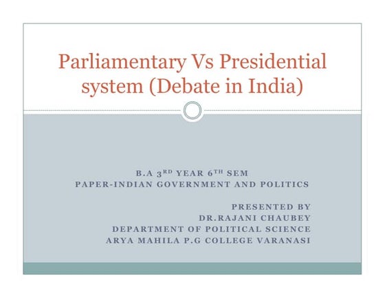 Presidential vs parliamentary Government | PPTX