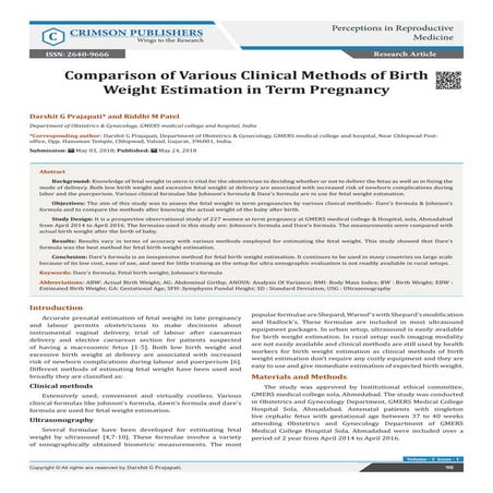 Sonographic fetal weight estimation – | PDF