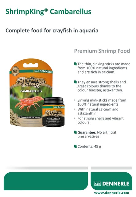 Pro Shrimp: Dennerle Shrimp King Color Datasheet | PDF