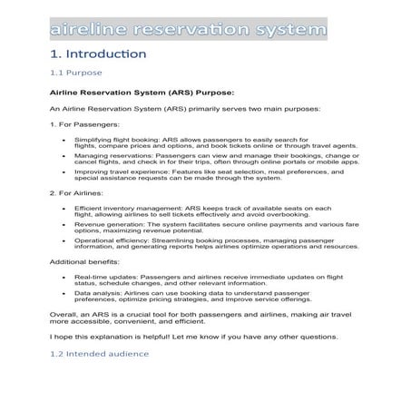 Airline Reservation System | PPTX
