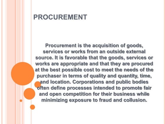 Introduction to procurement | PPT