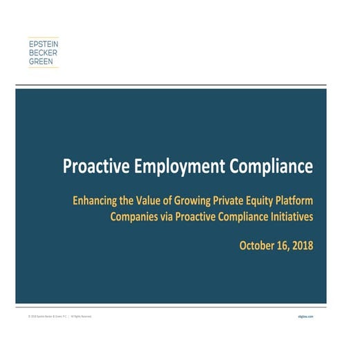 Proactive compliance initiatives for private equity platform companies proactive employment ...