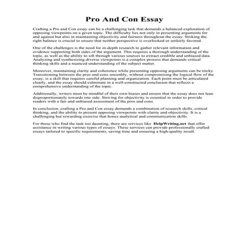 Pro And Con Essay | PDF