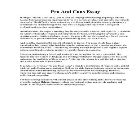 Pro And Cons Essay.pdf | Homework and Study | Education