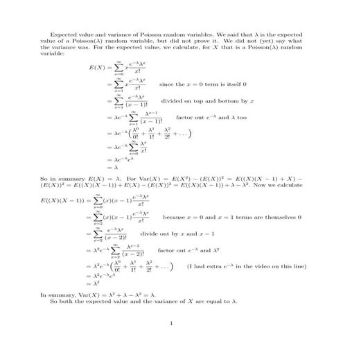 Variance=lambda in poisson distribution | PDF