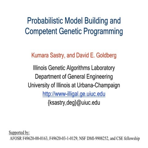 Probabilistic Model Building and Competent Genetic Programming | PPT