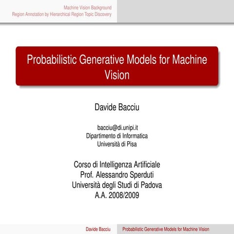 Probabilistic generative models for machine vision | PPT