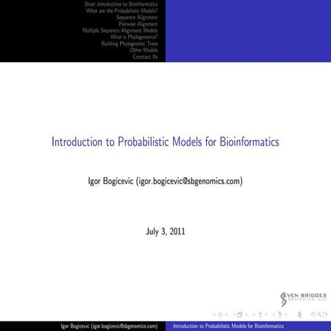 Introduction to Probabilistic Models for Bioinformatics | PDF