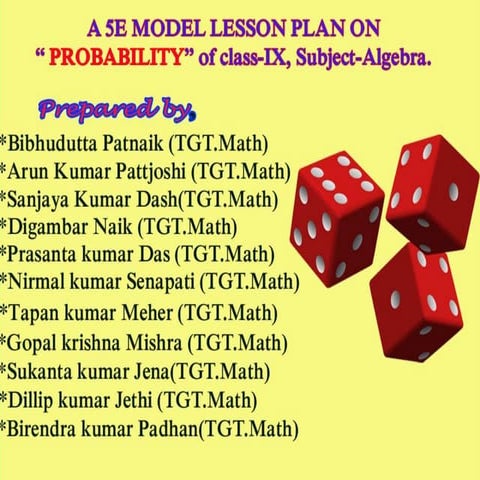 5E-MODEL LESSON PLAN ON PROBABILITY | PPTX