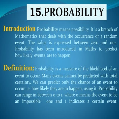 Probability PART 1 - X NCERT | PPT