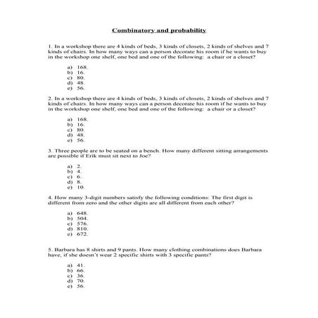 Probability And Combinations | DOC