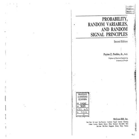 Probability, random variables and random signal principles 2nd ed. p. peebles | PDF | Technology ...