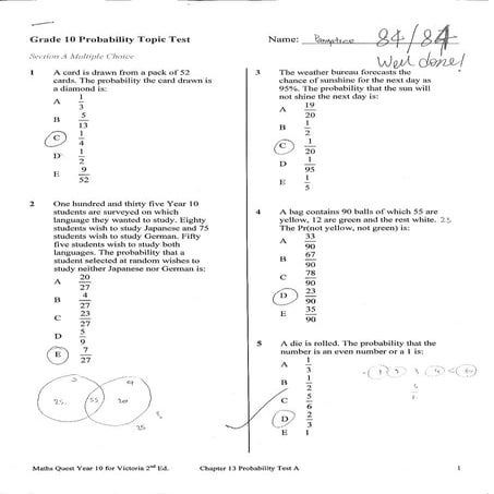 Probability Test | PDF