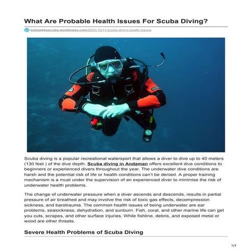 Learn Potential scuba diving injuries and Precautions | PDF