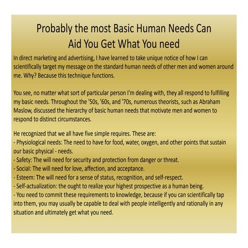 Probably the most basic human needs can aid | PPT