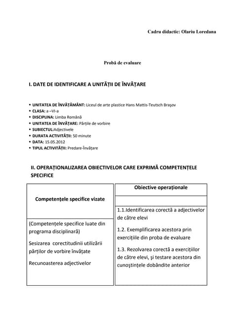 Probă de evaluare | DOCX