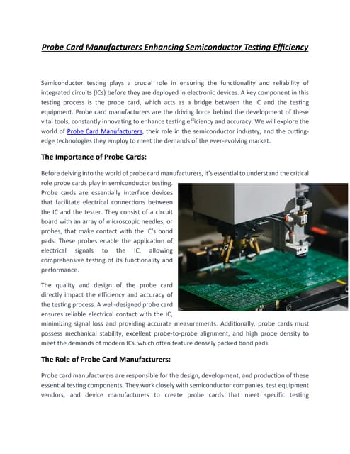 Solder Bump Vertical Probe Cards Revolutionizing Semiconductor Testing ...