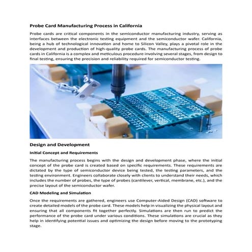 Probe Card Manufacturing Process in California | PDF
