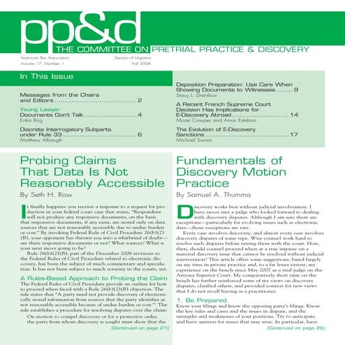 Probing Claims That Data Is Not Reasonably Accessible Seth Row Aba Pp&D ...