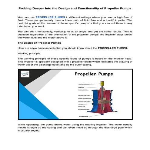 Probing Deeper Into the Design and Functionality of Propeller Pumps | PDF