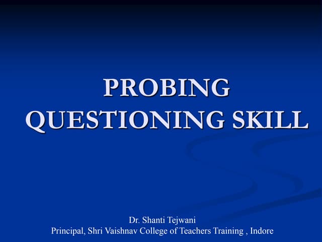 Probing Questioning Skill Pdf