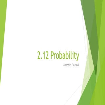 Introduction to Probability - NZ Level 2 2.12