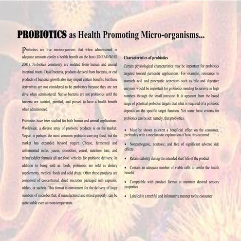 Probiotics as Health Promoting Micro-organisms... | PPT