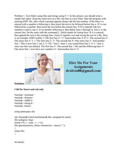 Problem 1 Text Editor Using Files And Strings Using C In This Projedocx 3515